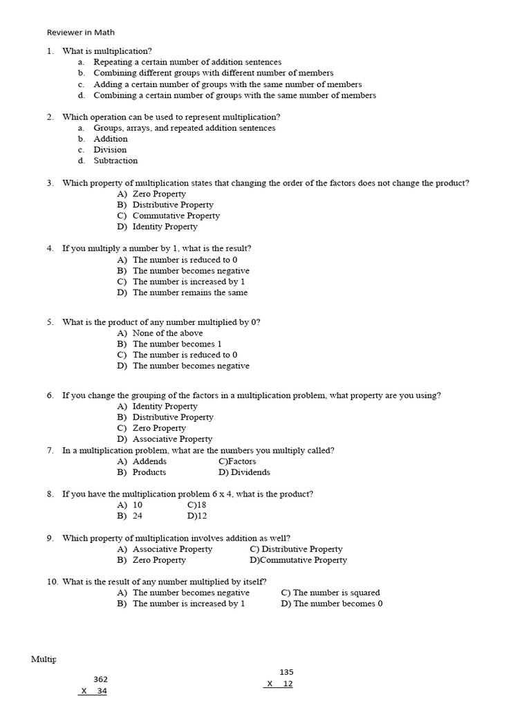 Reviewer in Long Test 2nd Q | PDF | Human Body | Multiplication