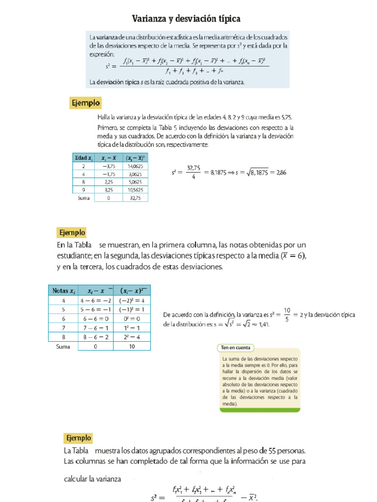 Varianza y Desviación Tipica | PDF