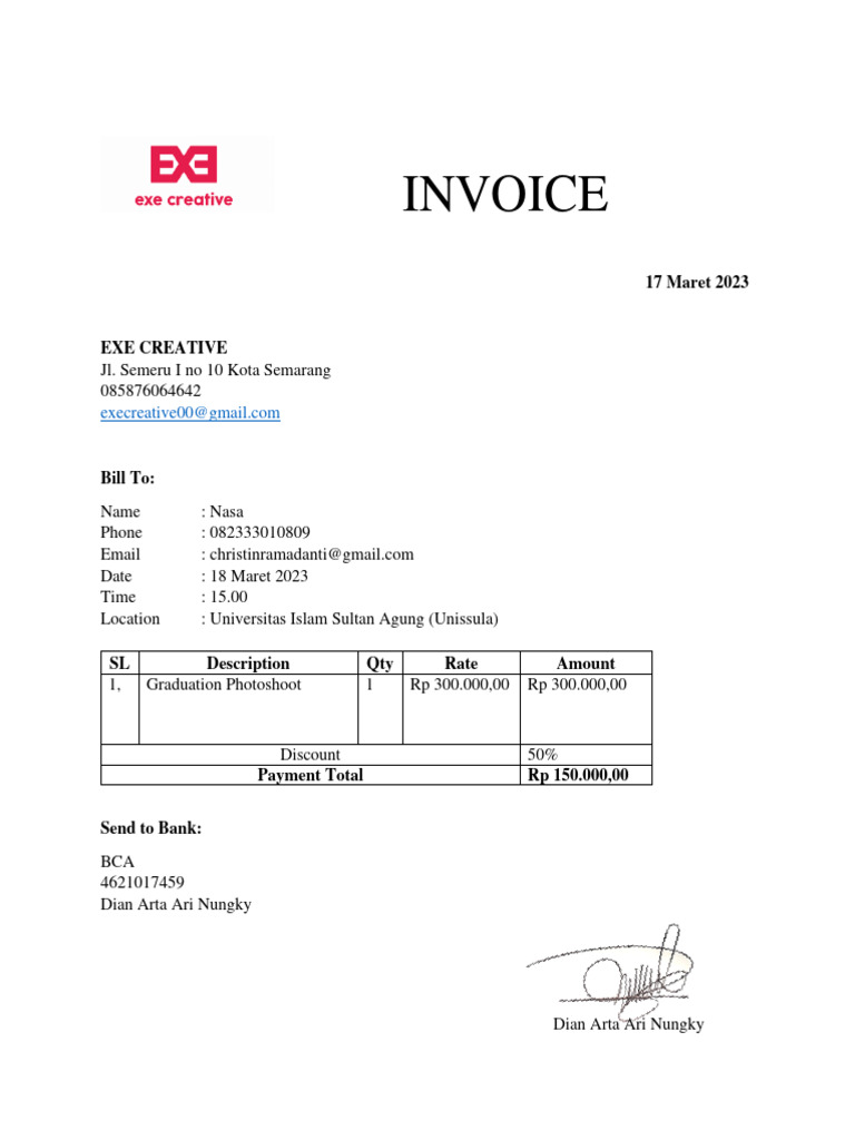 INVOICE GRADUATION-NASA | PDF