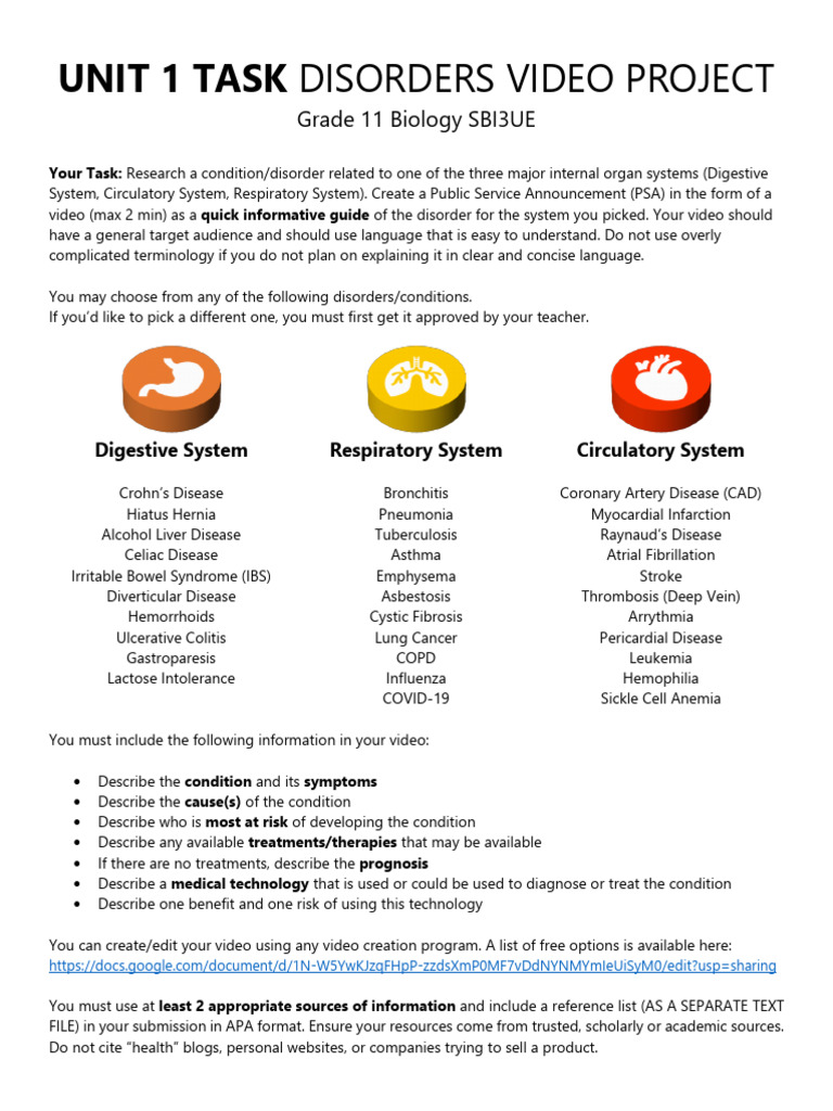 SBI3UE Unit 1 Task Disorders PSA | PDF | Chronic Obstructive Pulmonary Disease | Wikipedia