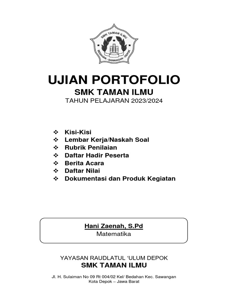 Cover Map Ujian Portofolio Dan Praktek | PDF