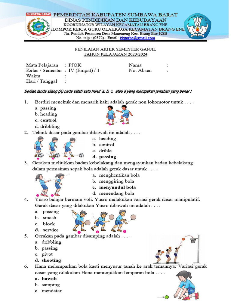Soal Pas 1 Kelas IV 2023 | PDF | Olahraga & Rekreasi