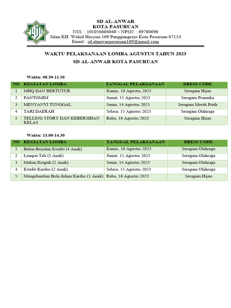 Juknis Lomba Agustus 2023 | PDF