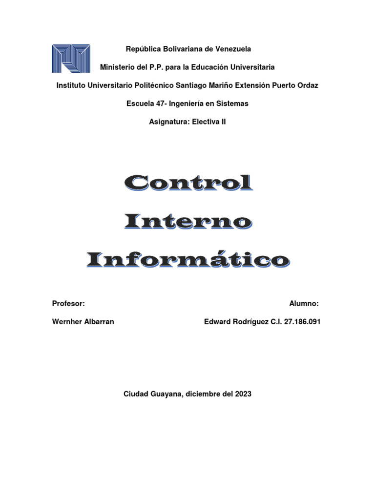 Control Interno Informatico SC | PDF | La seguridad informática | Seguridad