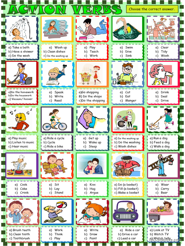 Action Verbs_ Multiple Choice | PDF