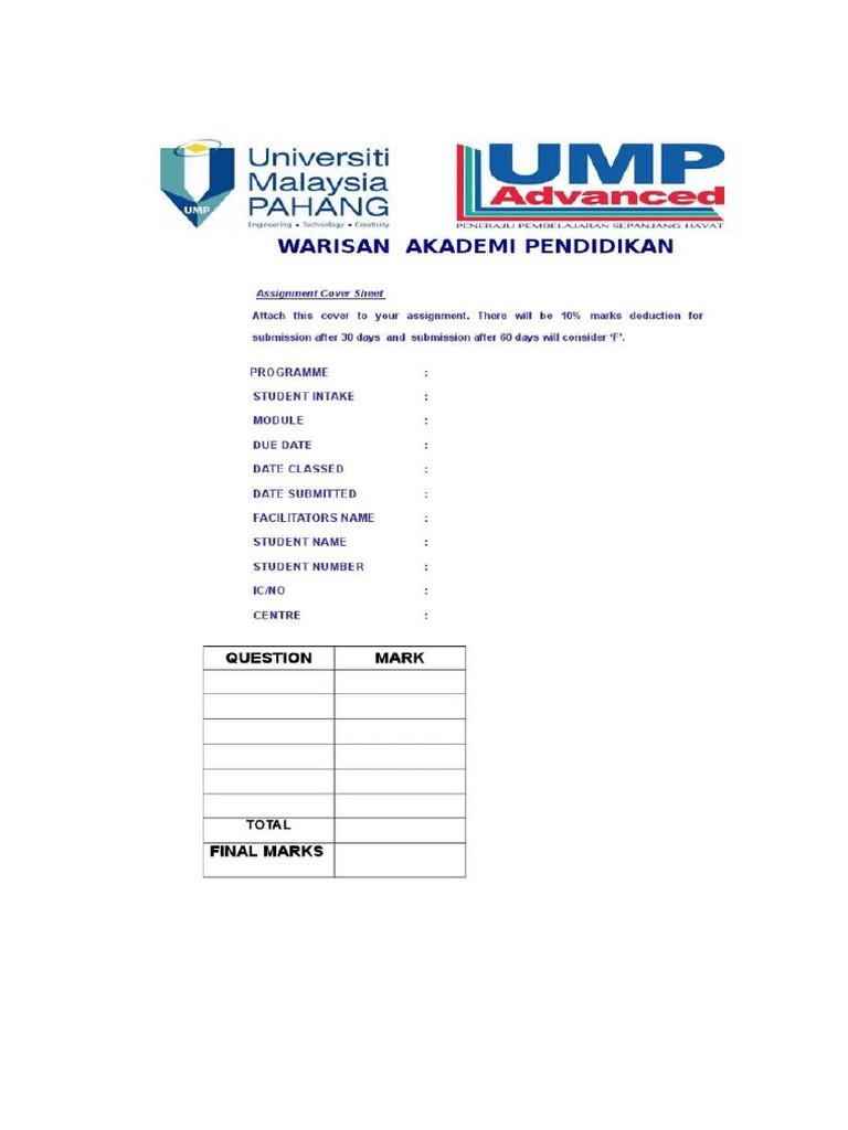 Assigment Cover 2 - UMP | PDF