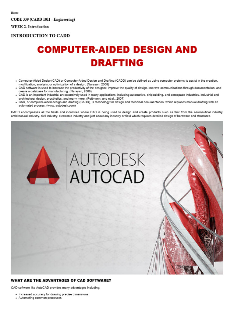 CAD-Week 1 To 3 | PDF | Computer Aided Design | Auto Cad