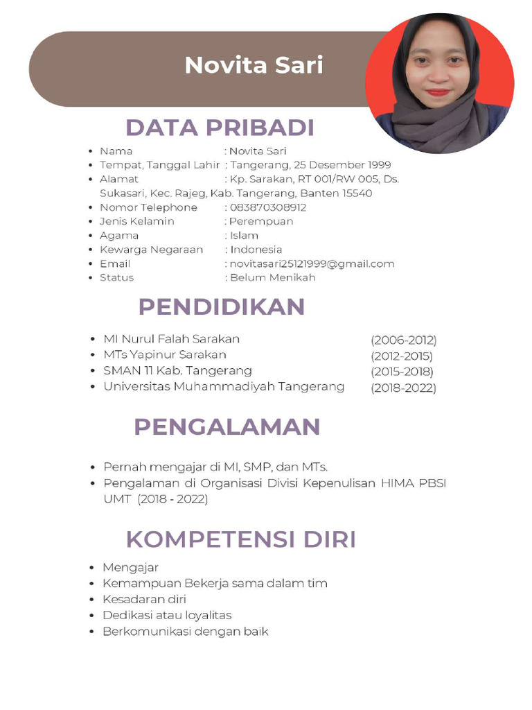 CV Novita Sari (B. Indonesia) | PDF