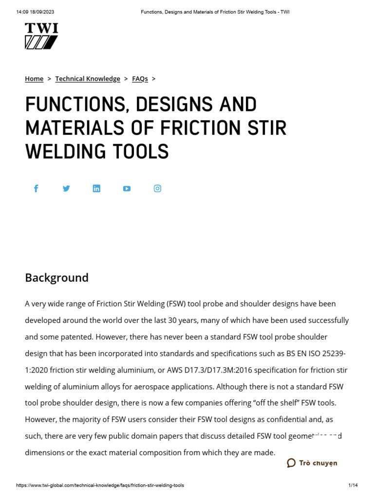 Functions, Designs and Materials of Friction Stir Welding Tools - TWI ...