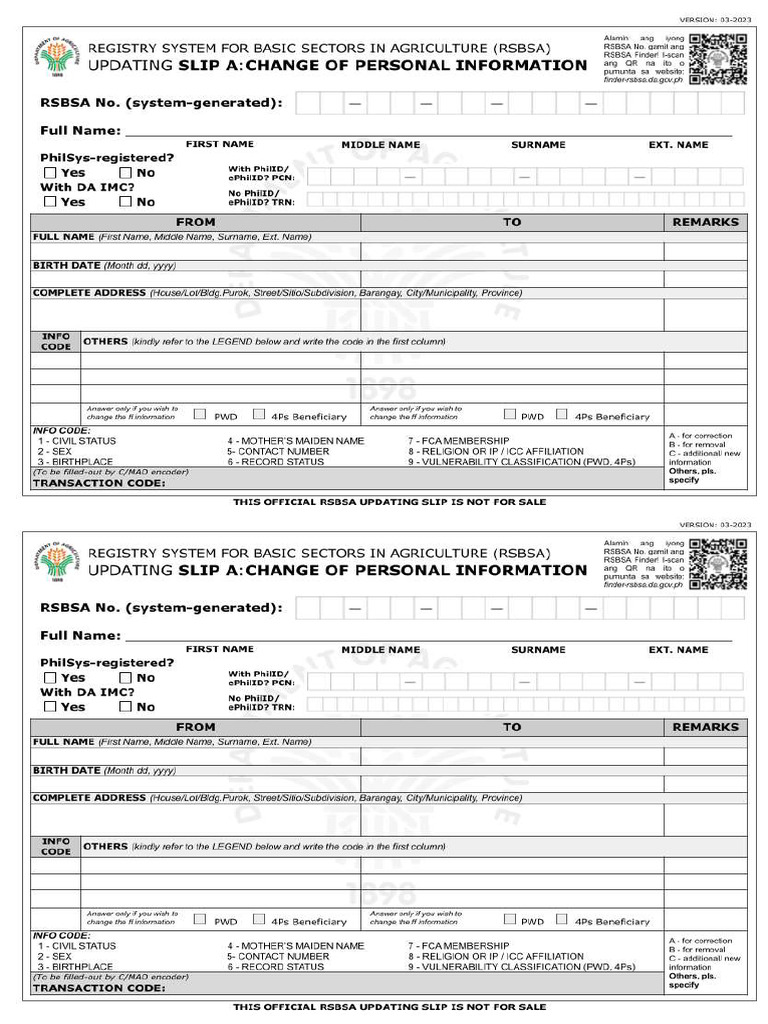 RSBSA-Updating-Slip-A - Ao-26-June-2023 (1) - Compressed | PDF