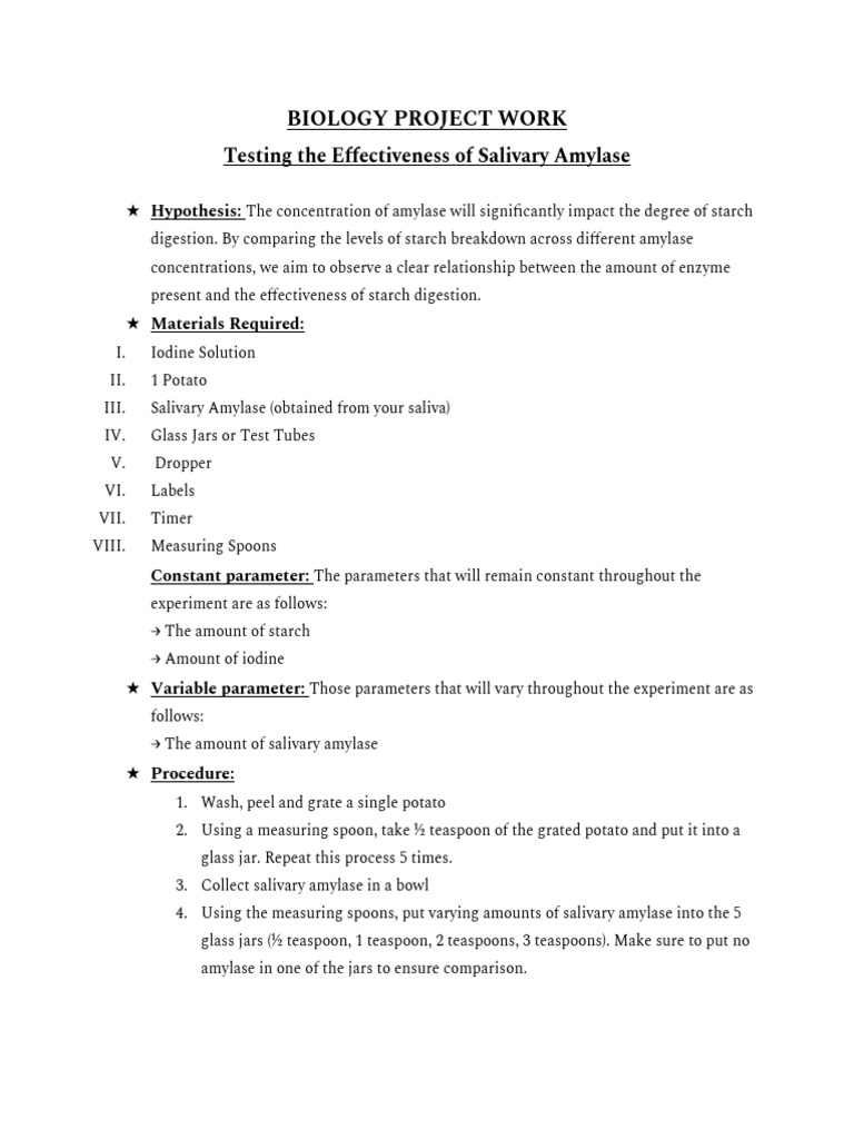 Biology Project Paper (1) | PDF | Starch | Iodine
