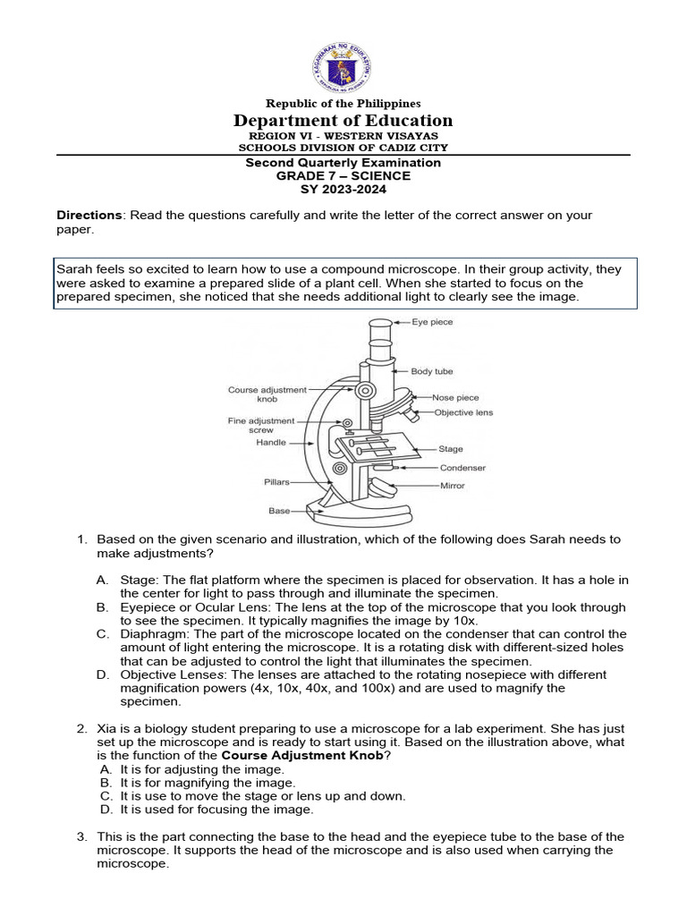Grade 7 Science Quarterly Exam Guide | PDF | Reproduction | Cell (Biology)