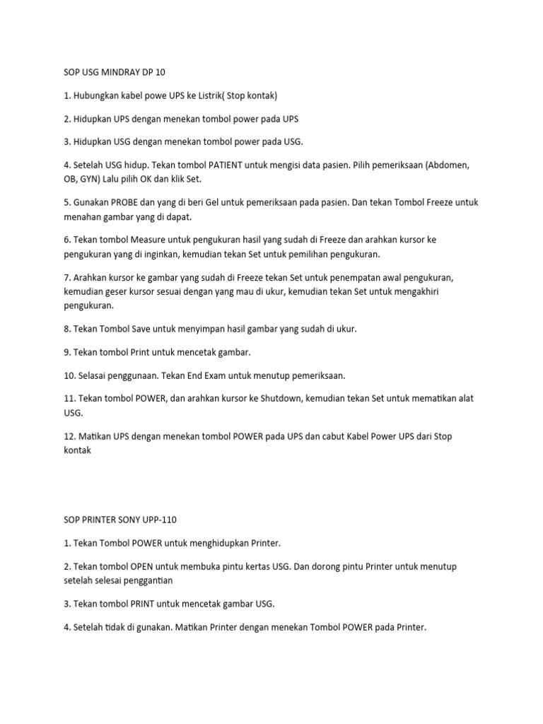 Sop Usg Mindray-Wps Office | PDF