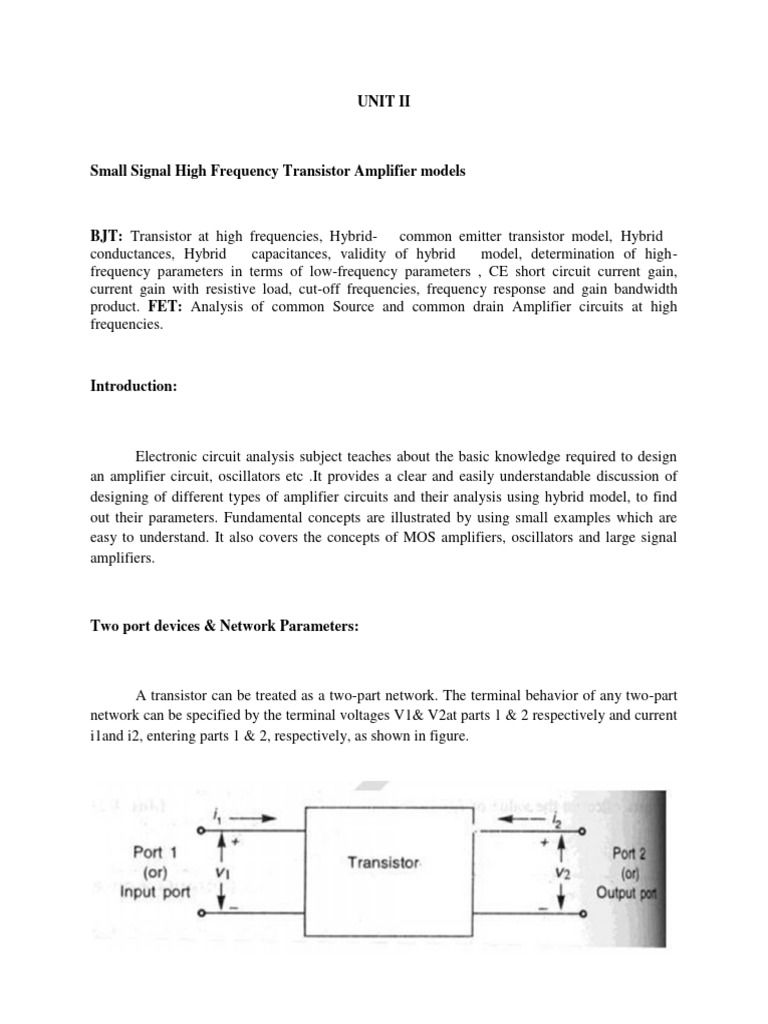 Eca UNIT II | PDF | Amplifier | Bipolar Junction Transistor