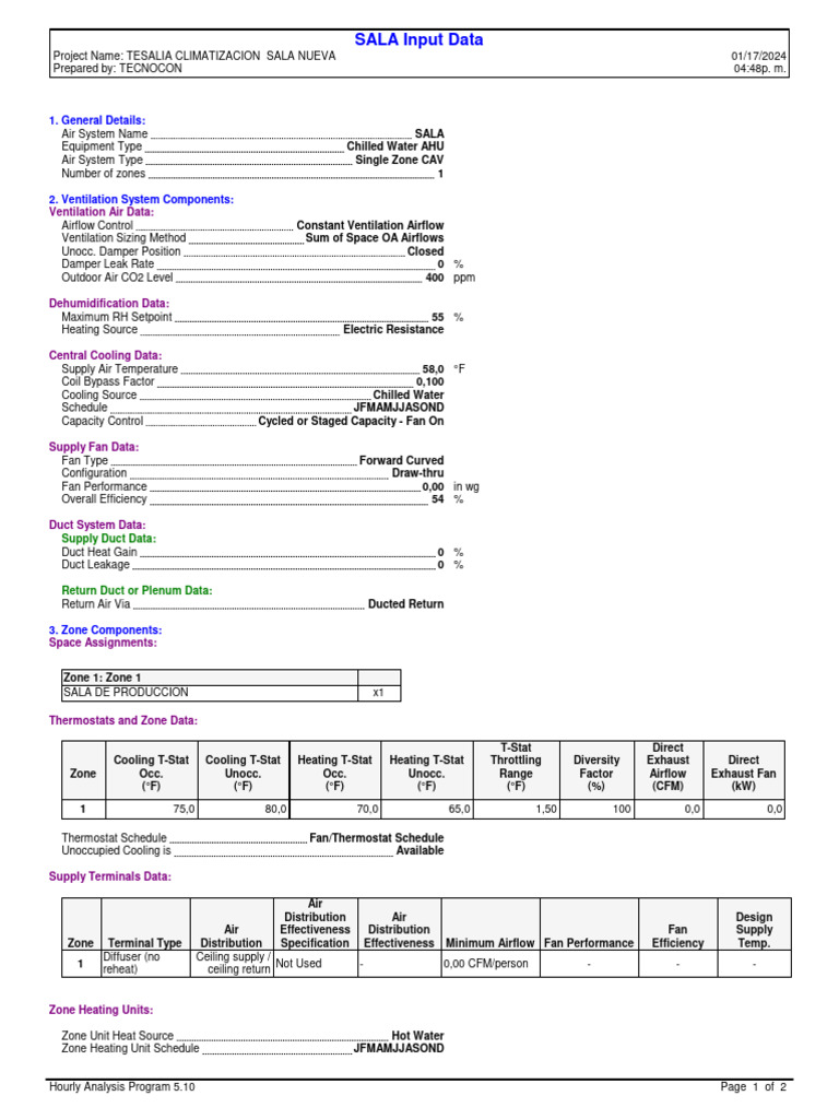 C - E20-II - Projects - HAP51 - Air System Inputs | PDF | Ventilation ...