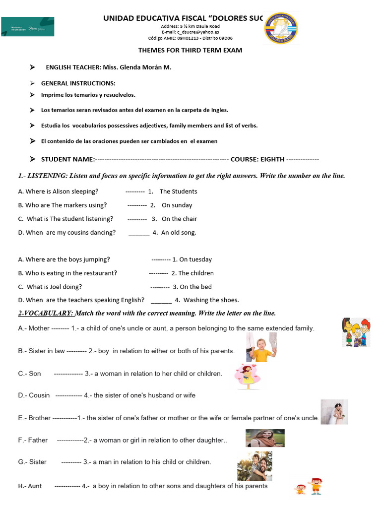 THEMES ENGLISH EXAMEN 3cer TRIMESTRAL D.S. 2023-2024. (2) | PDF ...