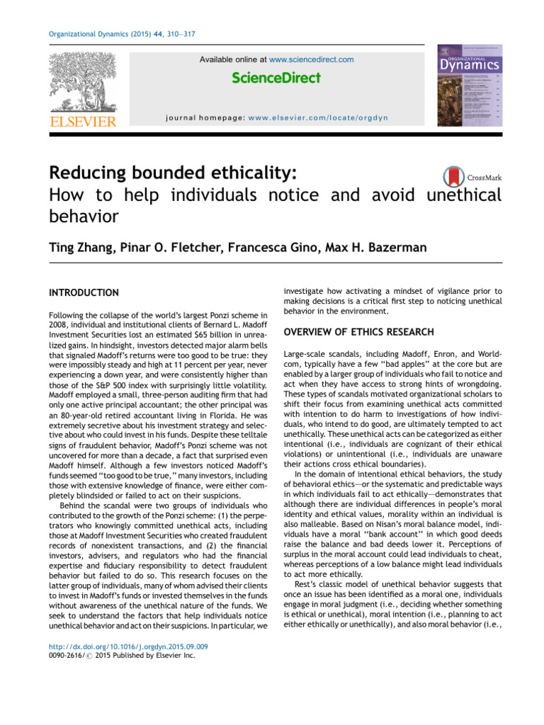 Reducing Bounded Ethicality How To Avoid Unethical Behavior | PDF ...
