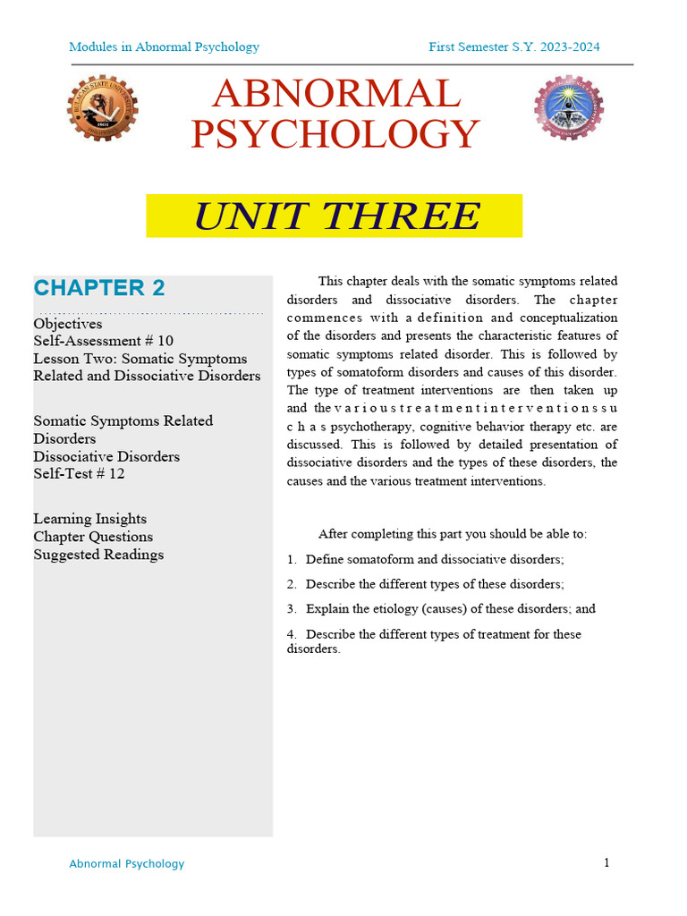 Abnormal Psychology | PDF | Mental Disorder | Dissociation (Psychology)