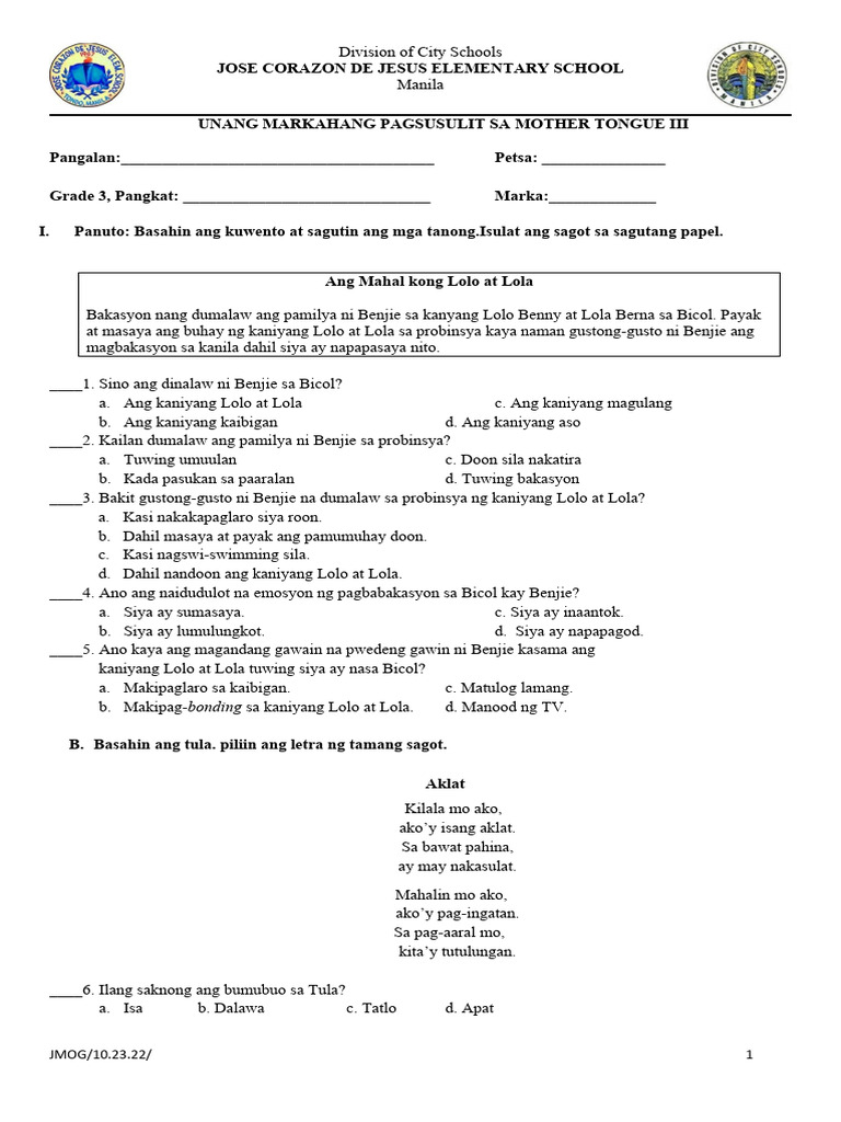 First Periodic Test-Mtb-3 | PDF