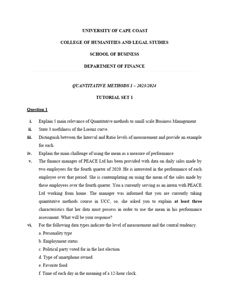 Tutorial Set 1 - Quanty 1 Undated | PDF | Level Of Measurement