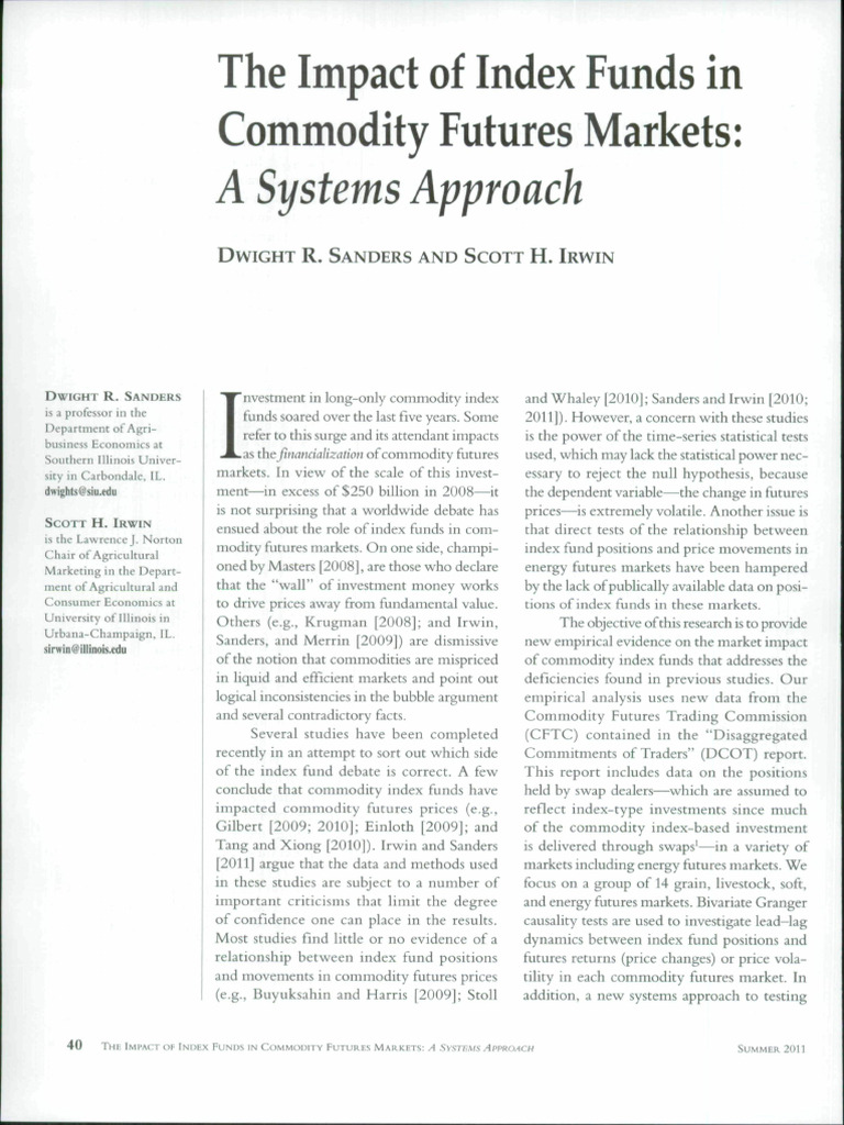 A Systems Approach: The Impact of Index Funds in Commodity Futures ...