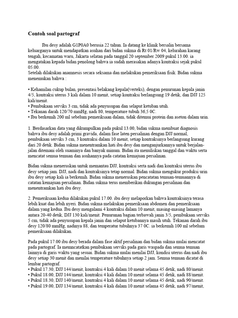 Contoh Soal Partograf | PDF