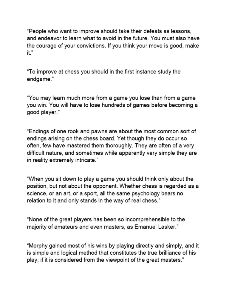 Chess Quotes Jose Raul Capablanca | PDF | Chess | Game Theory