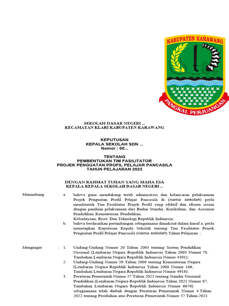 Pembentukan Tim Fasilitator P5 2023 | PDF | Seni