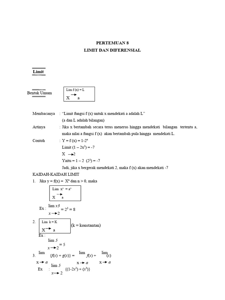 Limit dan Diferensial dalam Matematika | PDF