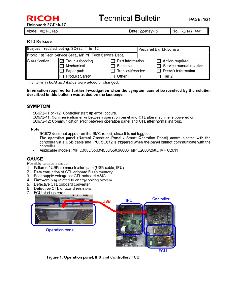 RICOH SC 672-11 | PDF | Computer Architecture | Electrical Engineering