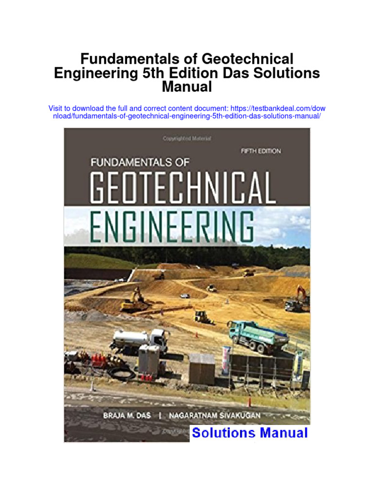 Instant Download Fundamentals of Geotechnical Engineering 5th Edition Das Solutions Manual PDF ...