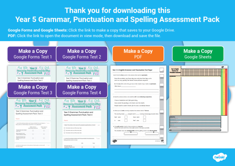 Au t2 e 2198 Year 5 6 Grammar and Punctuation Assessment Pack Ver 1 ...