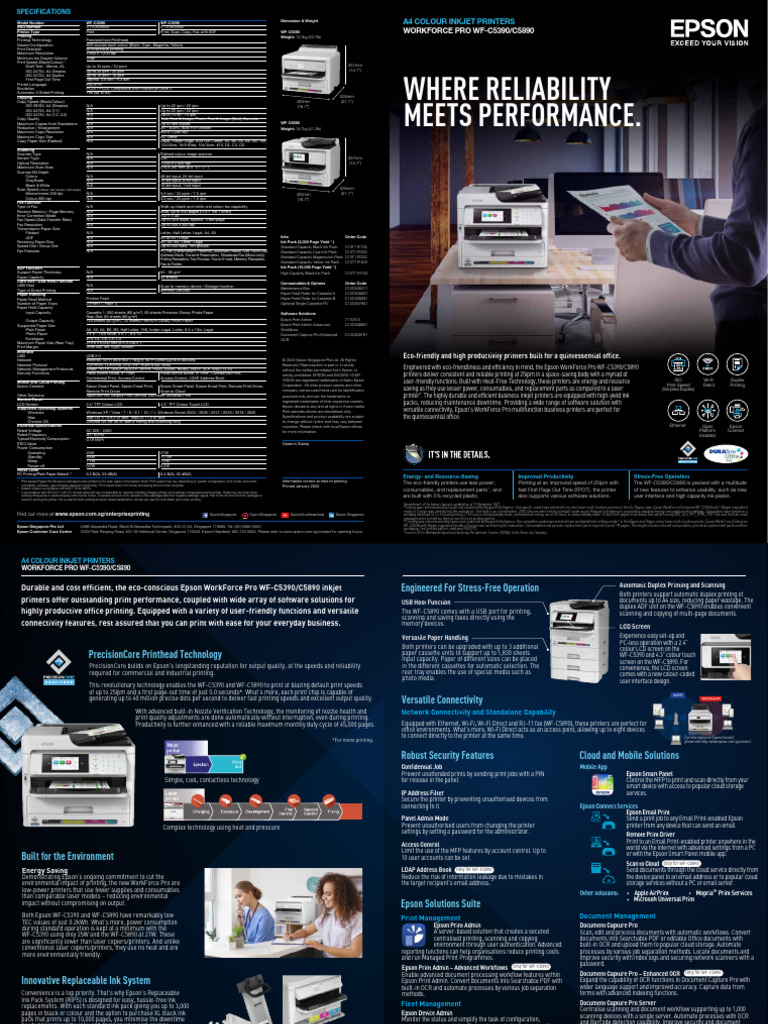 WorkForce Pro WF-C5390-C5890 | PDF | Printer (Computing) | Image Scanner