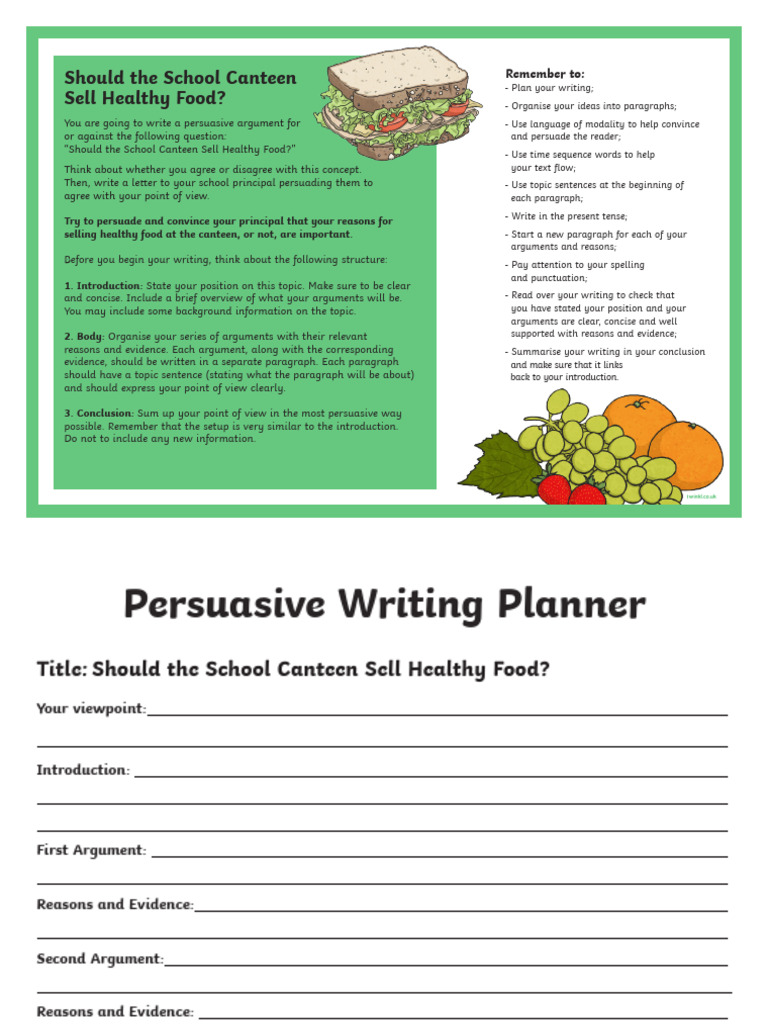 Persuasive Case for Healthy Canteen Food | PDF | Argument | Evidence