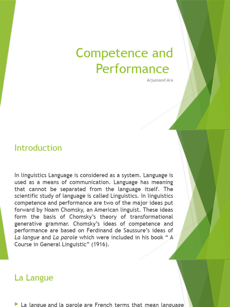 Competence and Performance | PDF | Linguistics | Grammar