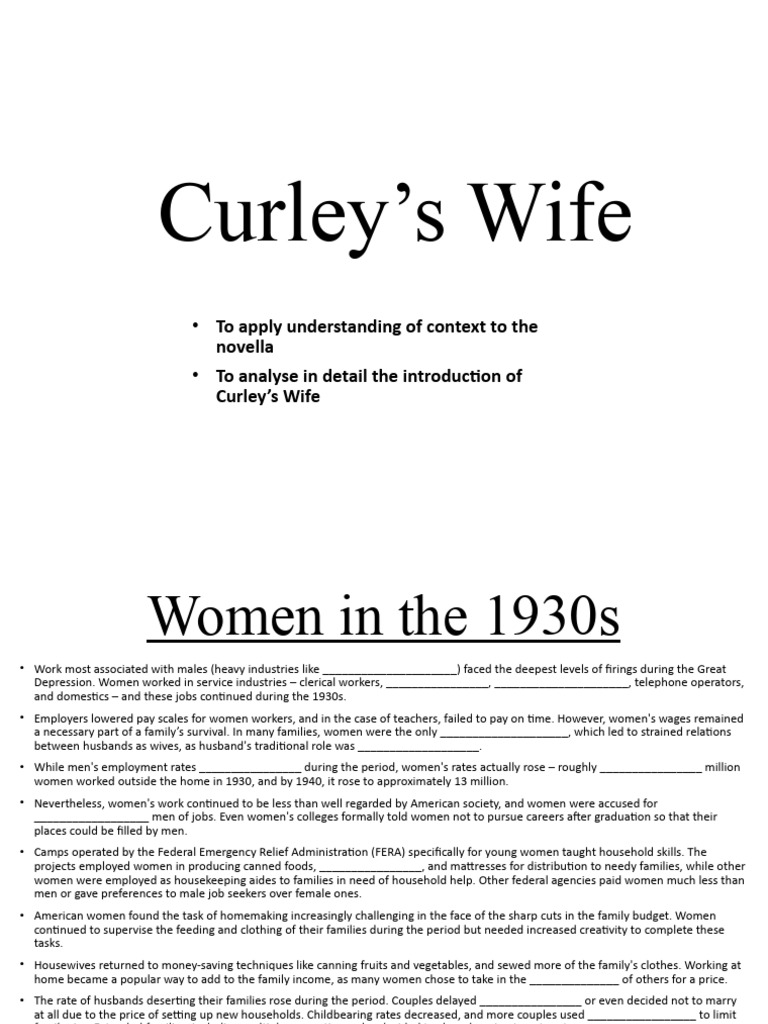 Curleys Wife | PDF | Employment | Great Depression