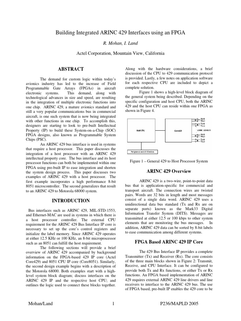 Building Integrated ARINC 429 Interfaces using an FPGA | PDF | Field Programmable Gate Array ...