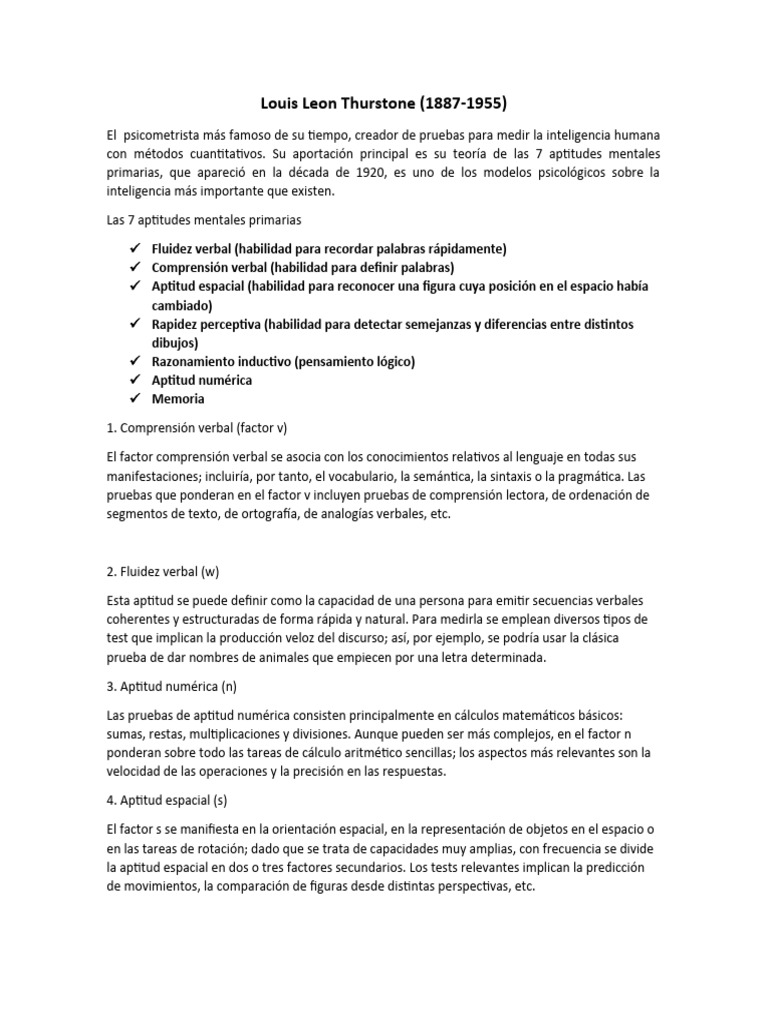 Louis Leon Thurstone | PDF | Inteligencia | Psicología cognitiva