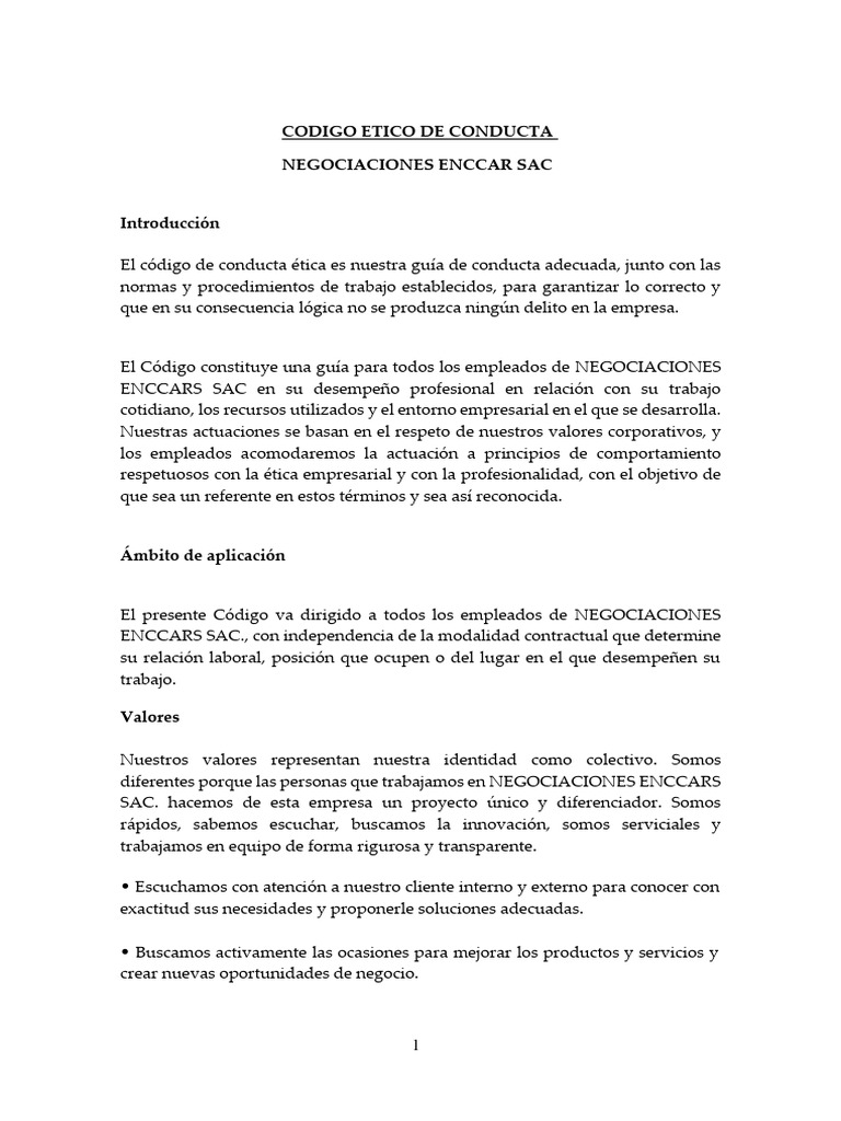Codigo de Conducta | PDF | Business | Comportamiento
