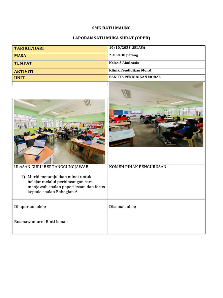 Laporan Satu Muka Surat Program | PDF