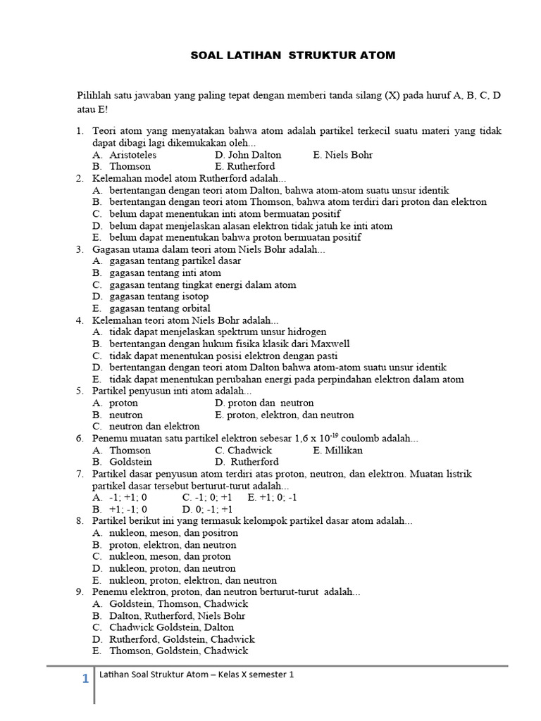 Latihan Soal Struktur Atom | PDF