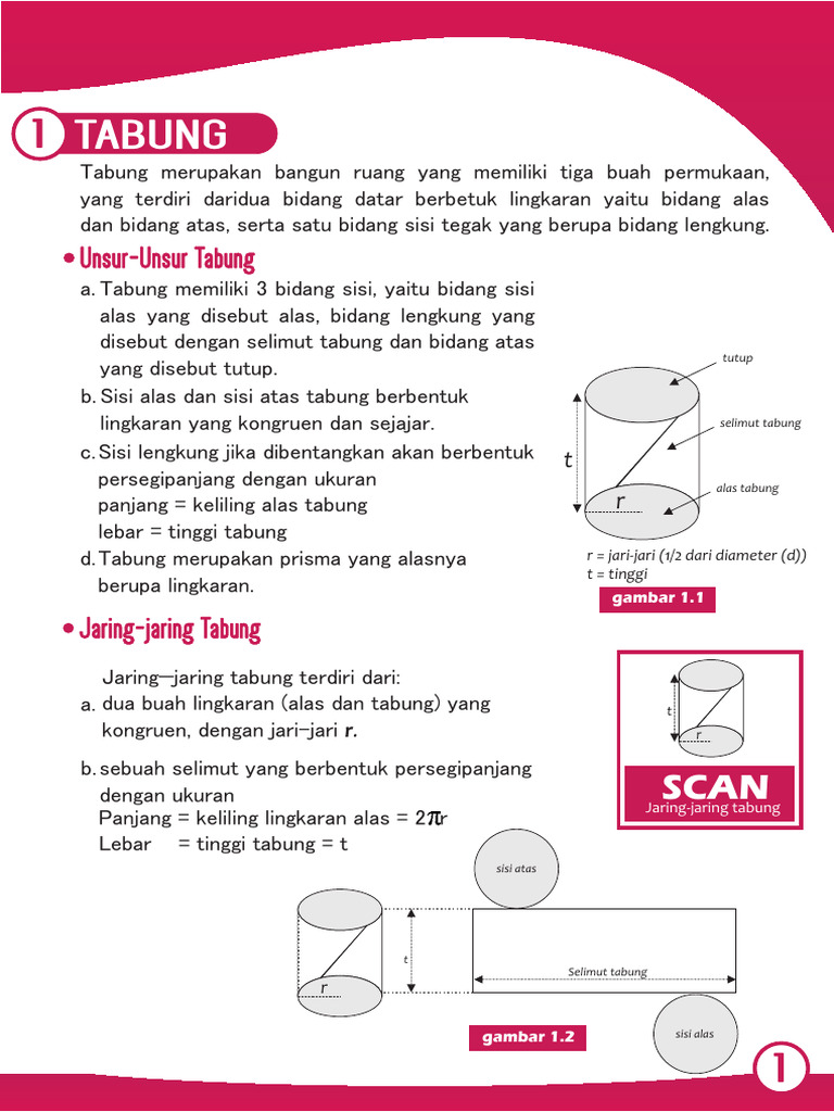 Bahan Ajar Matematika Luas Permukaan Dan Volume Tabung | PDF
