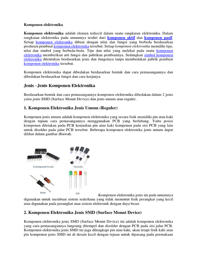 Tugas Mencatat Komponen Elektronika - Teknik Dasar Produksi | PDF