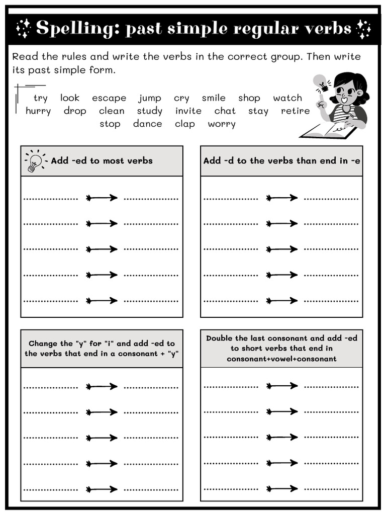 Minimalist Spelling Past Simple Regular Verbs Worksheet | PDF ...