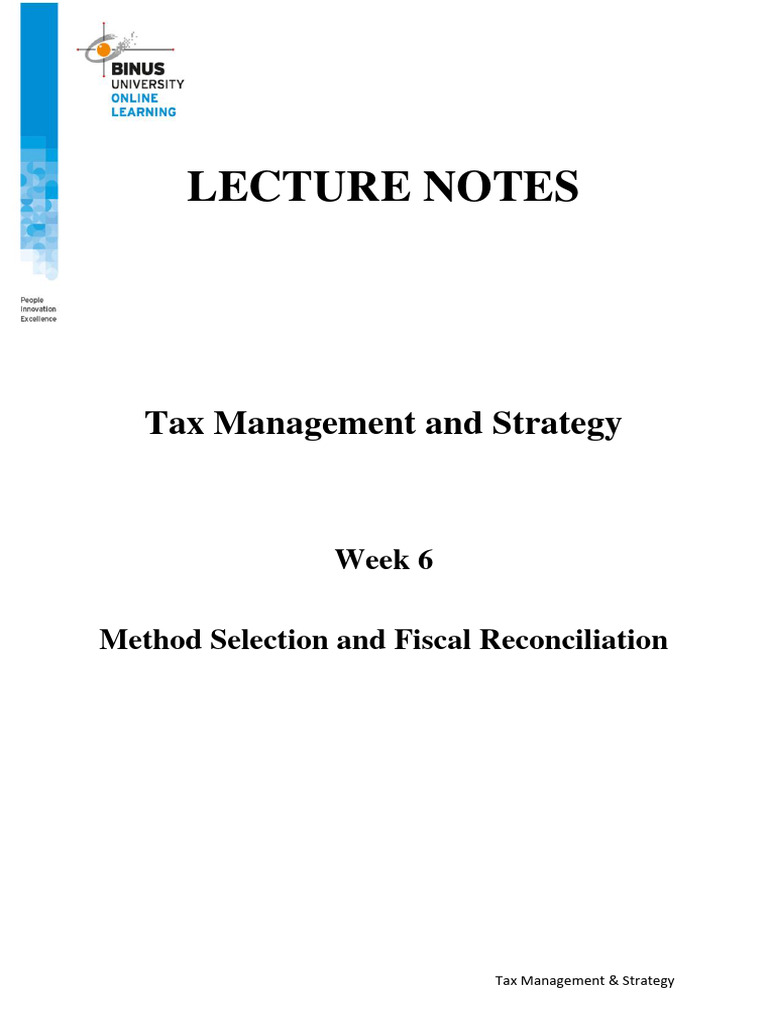 LN 6 - Method Selection and Fiscal Reconciliation | PDF | Bisnis