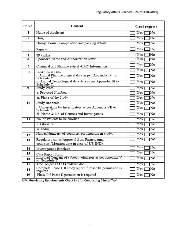 Clinical TRail Check List by Kishan | PDF | Clinical Trial | Medicine