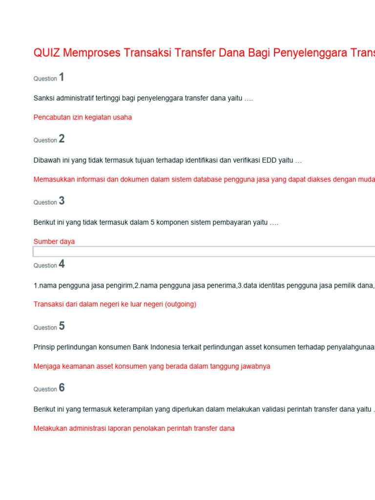 Virtual Learning PTD (Kisi-Kisi Soal) | PDF