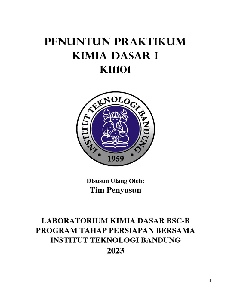Modul Praktikum Kimia Dasar IA 2023 | PDF