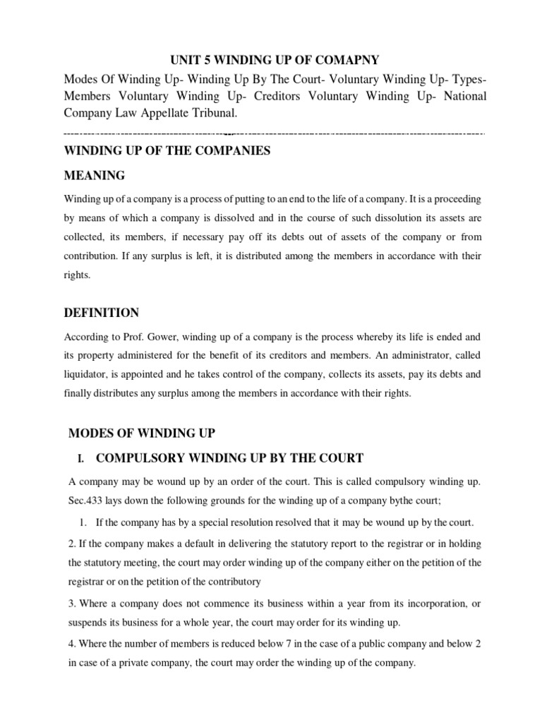 Winding Up of Companies Explained | PDF | Liquidation | Tribunal