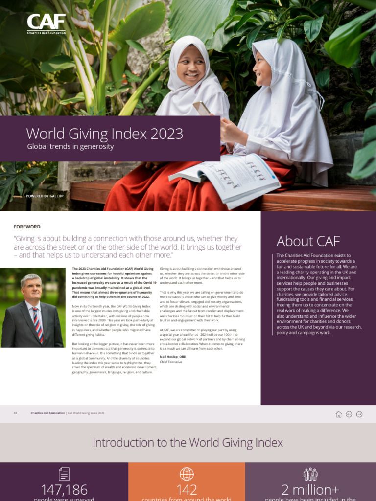 World Giving Index 2023 | PDF | Cost Of Living | Philanthropy